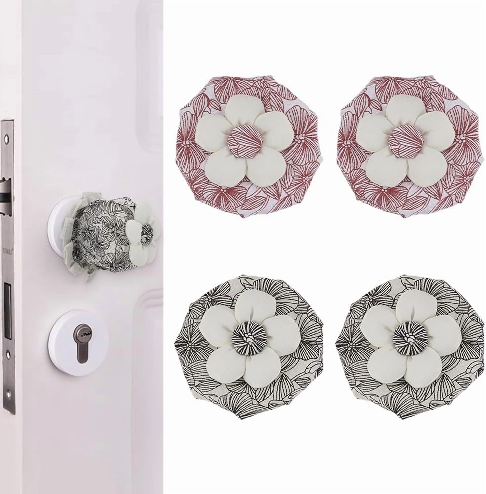 4 Pcs Polyester Door Knob Cover 3.1x1.3 inch Black Red Decorative Door ...