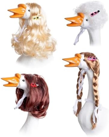 4 Pcs Porch Goose Wigs with Hair Clips – Cute Lawn Goose Statue Outfit ...