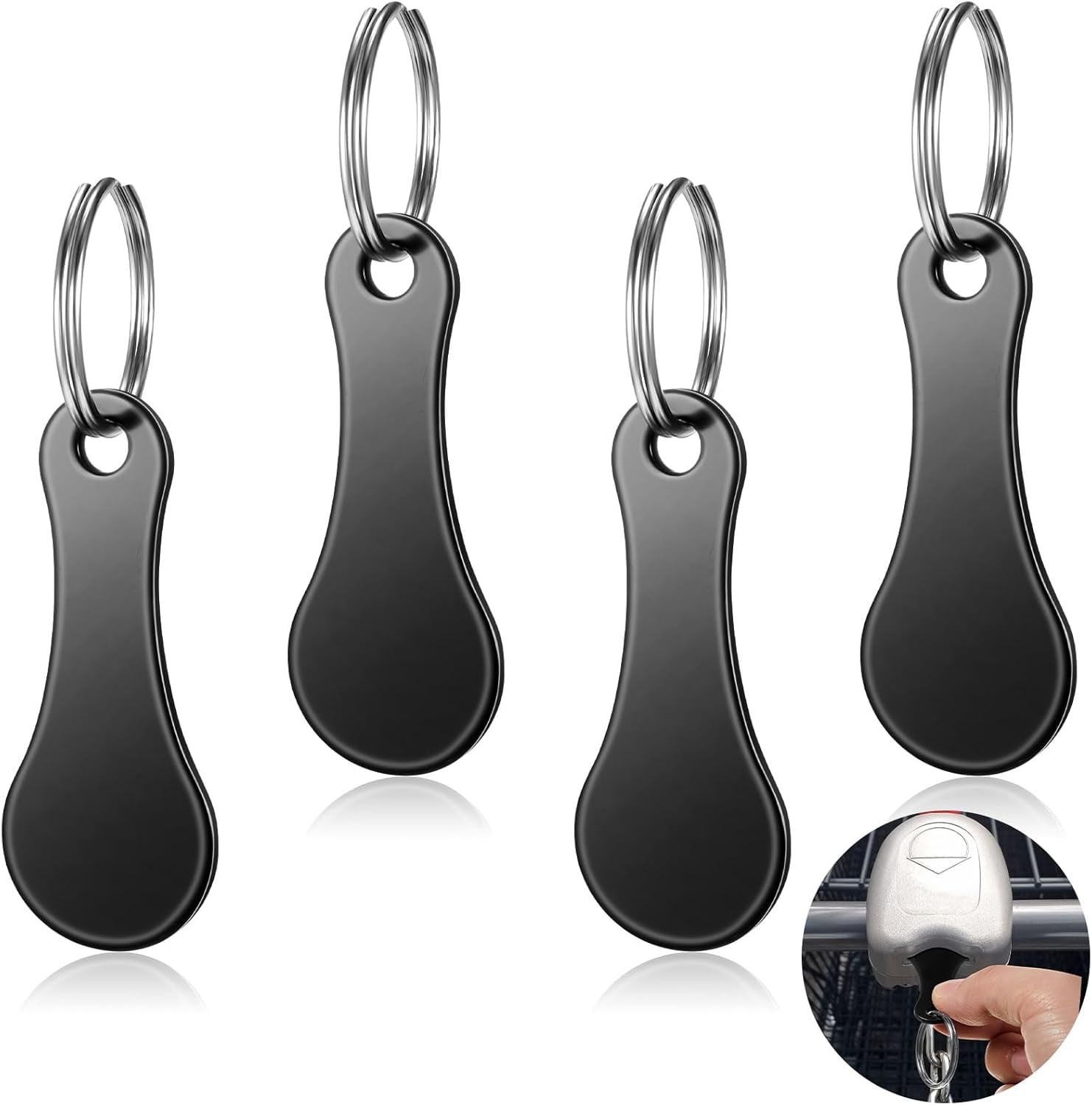 4 Pcs Portable Aluminum Alloy Key Ring Metal Shopping Cart Trolley ...