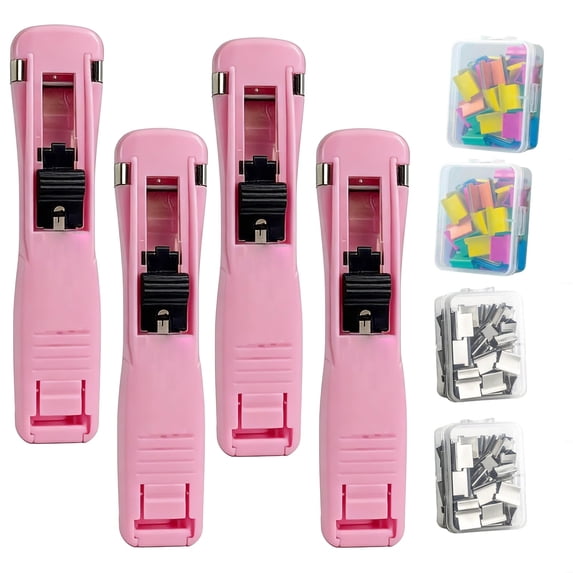 4 Pcs Portable Binder Clip Stapler, Binder Clip Stapler with 200 ...