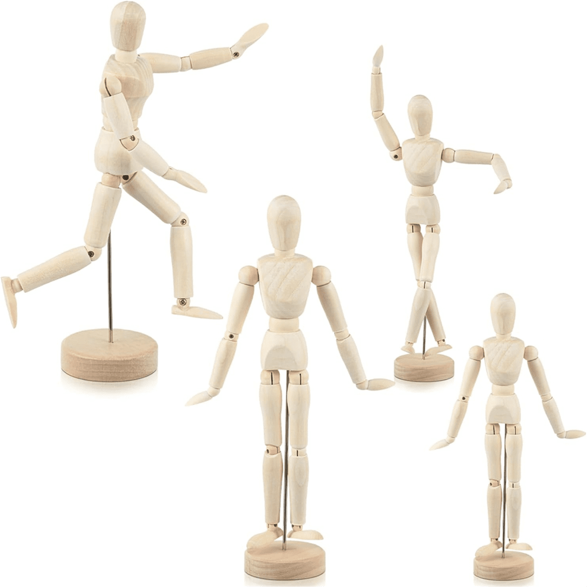 4 Pcs Posable Wooden Mannequin Figure Wood Human Model Drawing for ...