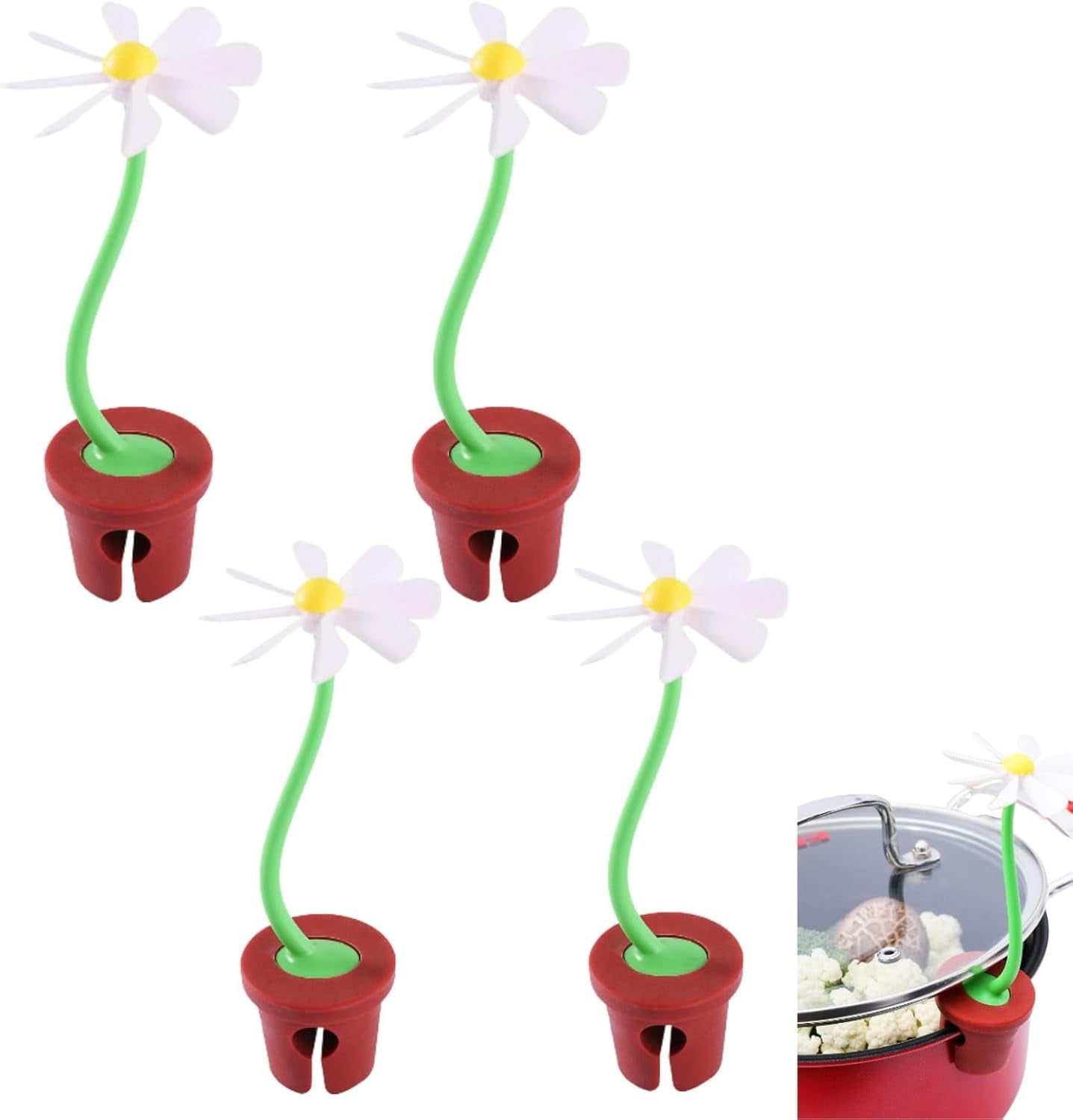 4 Pcs Pot Lid Lifter Silicone Spill Proof Lid Lifter Splash-Proof Steam ...