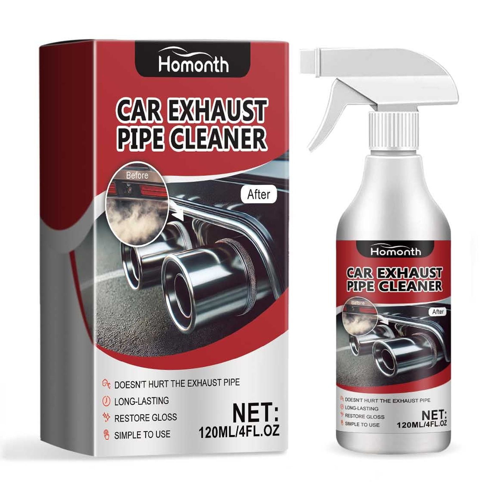 4 Pcs Powerful Auto Exhaust Cleaner Spray 120ml - Fast Rust Removal & Carbon Deposit Cleaner for ...