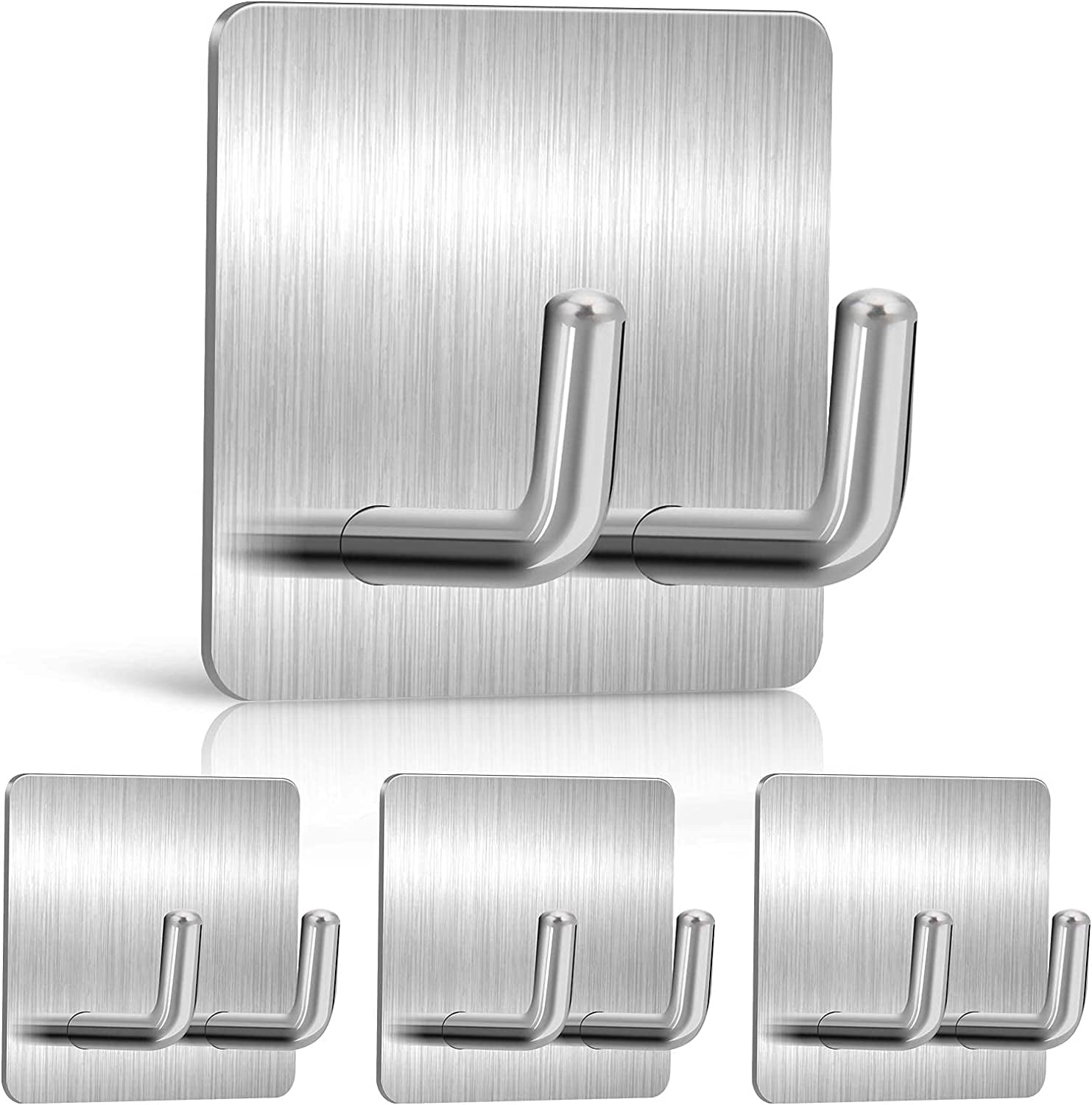 4 Pcs Premium Heavy Duty Adhesive Hooks Wall Hangers for Bathroom, Self ...