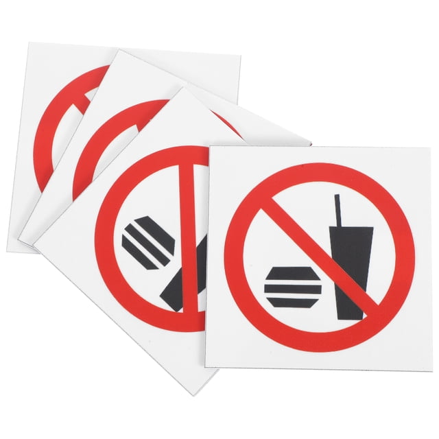 4 Pcs Prohibited Food Sign Drinks No outside or Allowed Eating Drinking ...
