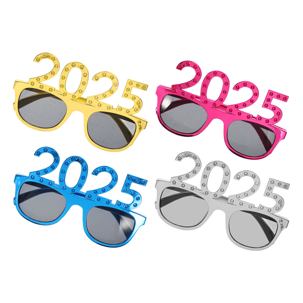 4 Pcs Props Flash 2025 Glasses Gift Sunglasses Eyeglasses New Year ...