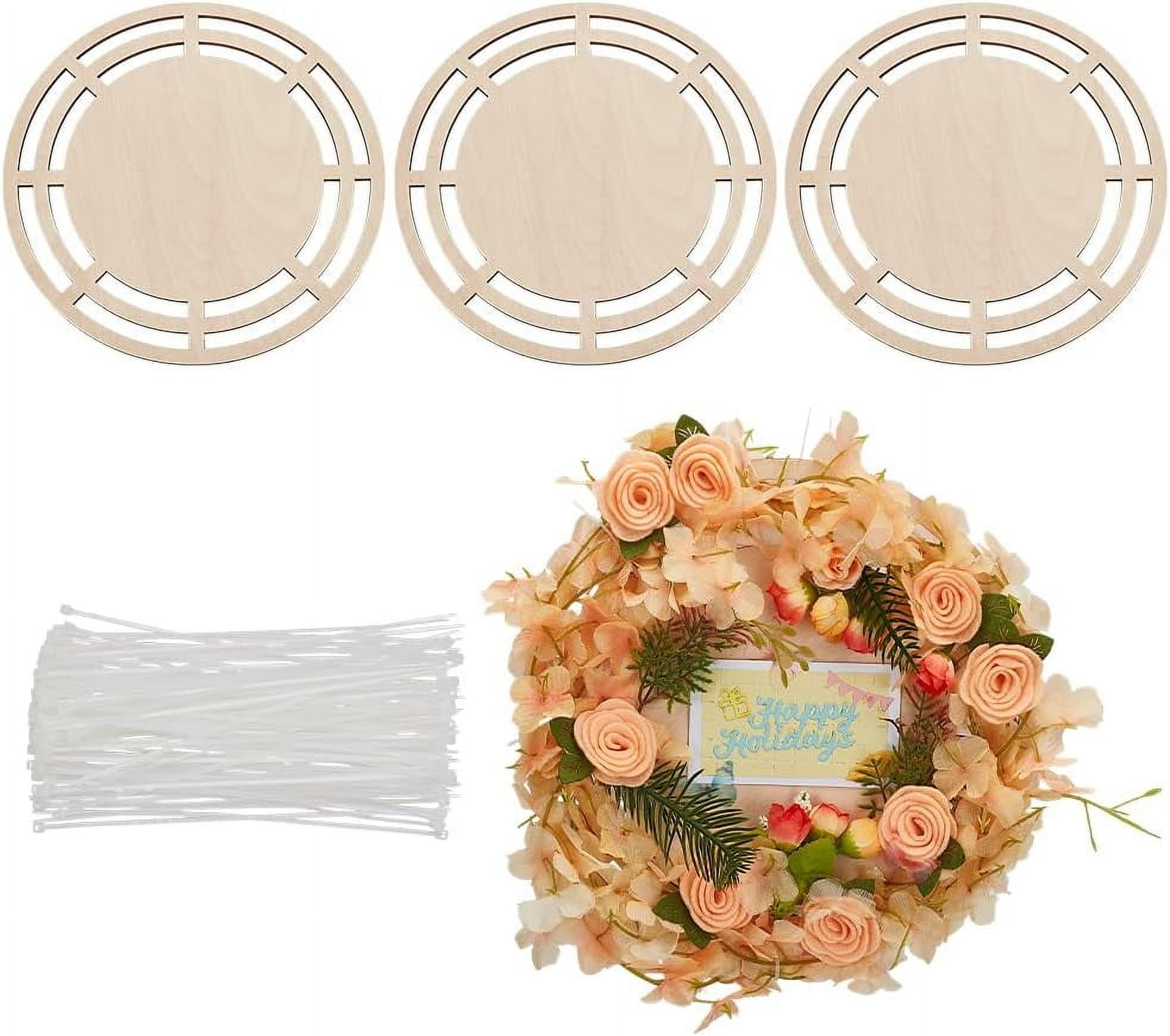 4 Pcs Rail Wreath Boards with 100 Nylon Cable Ties 9.8X0.2 inch Round ...