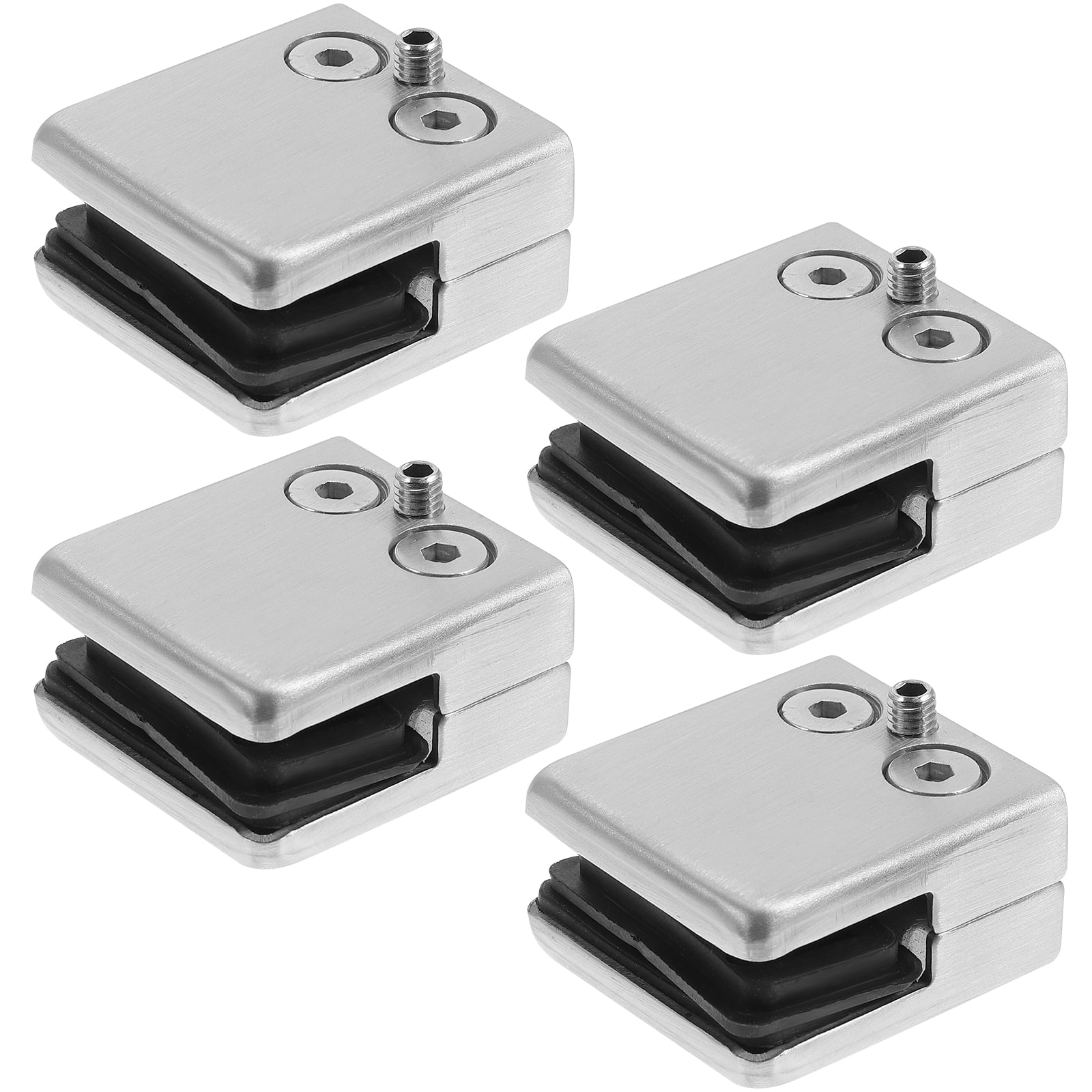 4 Pcs Railing Glass Clamp Rectangular Shelf Bracket Adjustable Holder ...