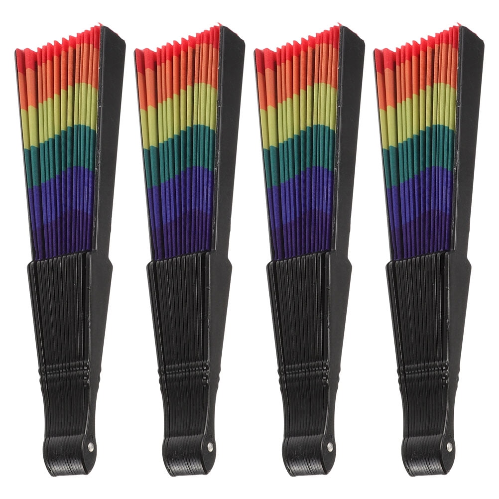 4 Pcs Rainbow Folding Fan Hand Held Folding Fan Folding Fans Handheld ...