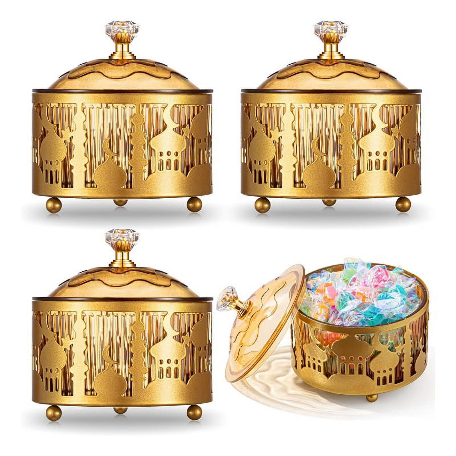 4 Pcs Ramadan Trays with Lid Gold Eid Mubarak Tray Ramadan Plate ...