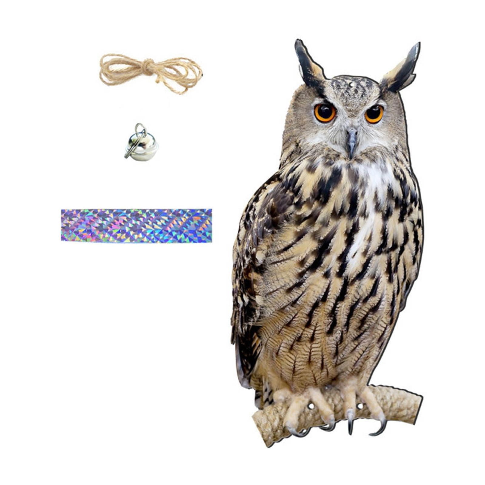 4 Pcs Realistic Hanging Owl Bird Repellent Pendant with Wind Chimes for ...