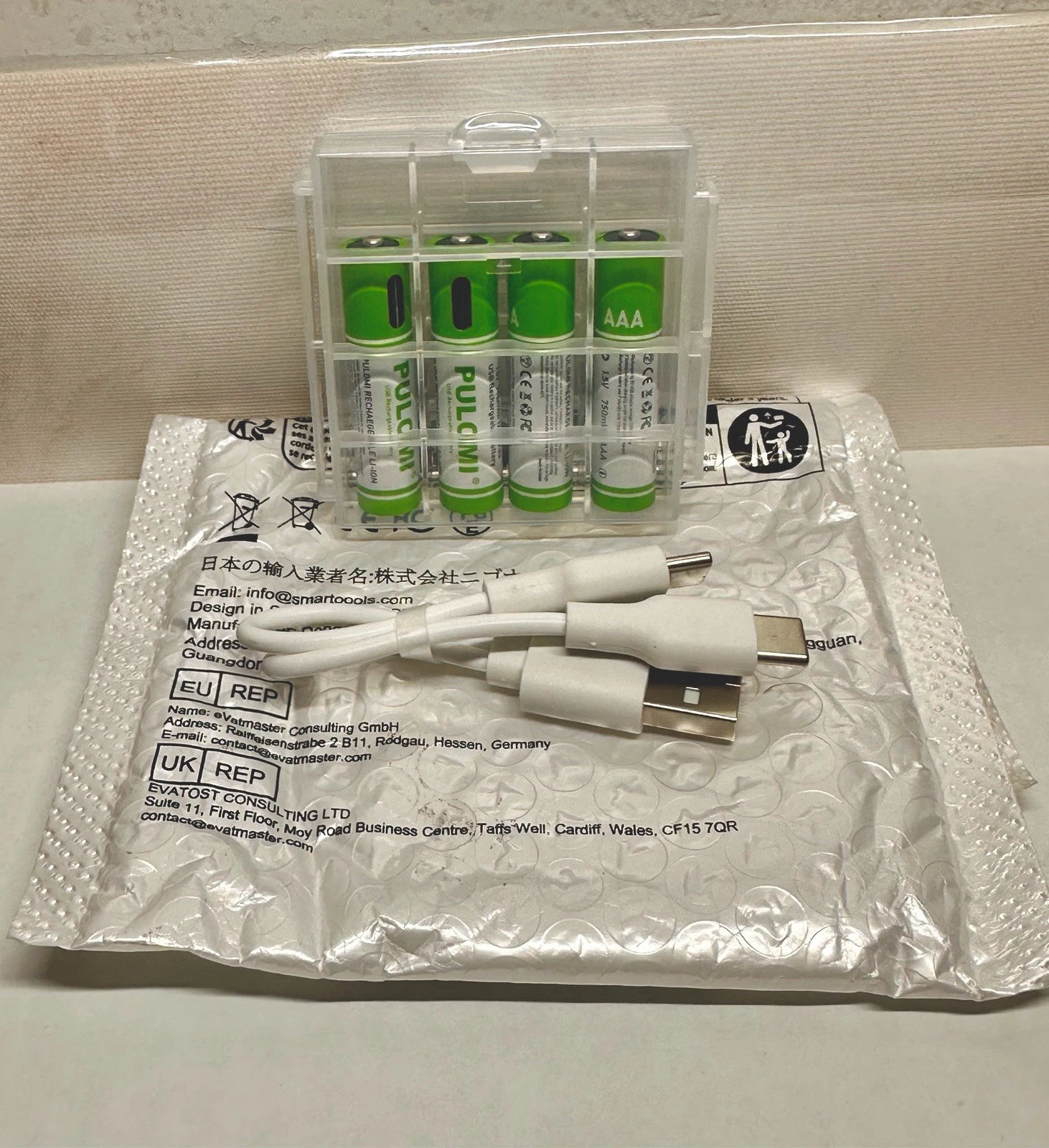 4 Pcs Rechargeable Aaa Lithium Ion Li-Ion Batteries 1.5V 750 Mwh & Usb ...