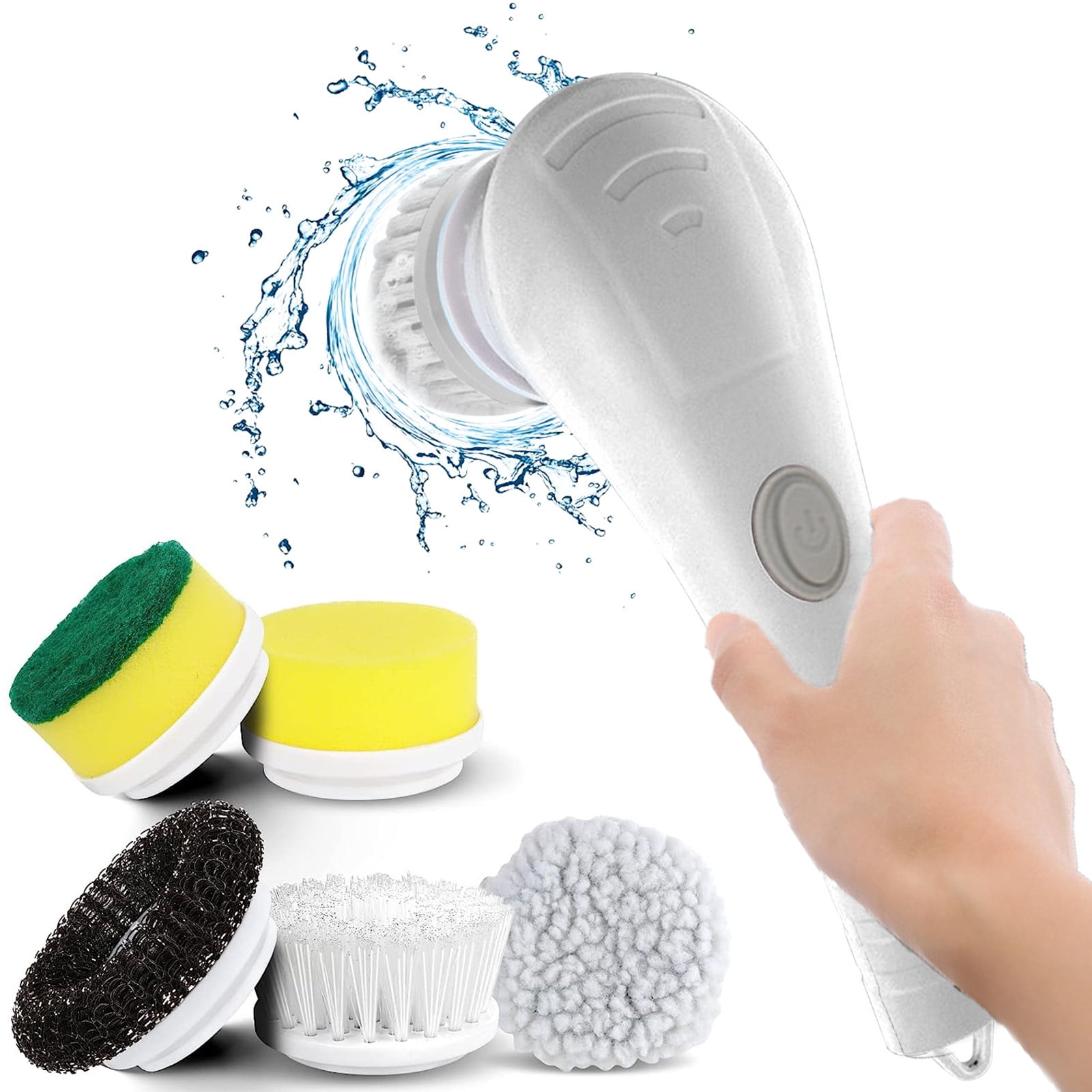 4 Pcs Rechargeable Electric Cleaning Brush with 5 Replaceable Heads for ...