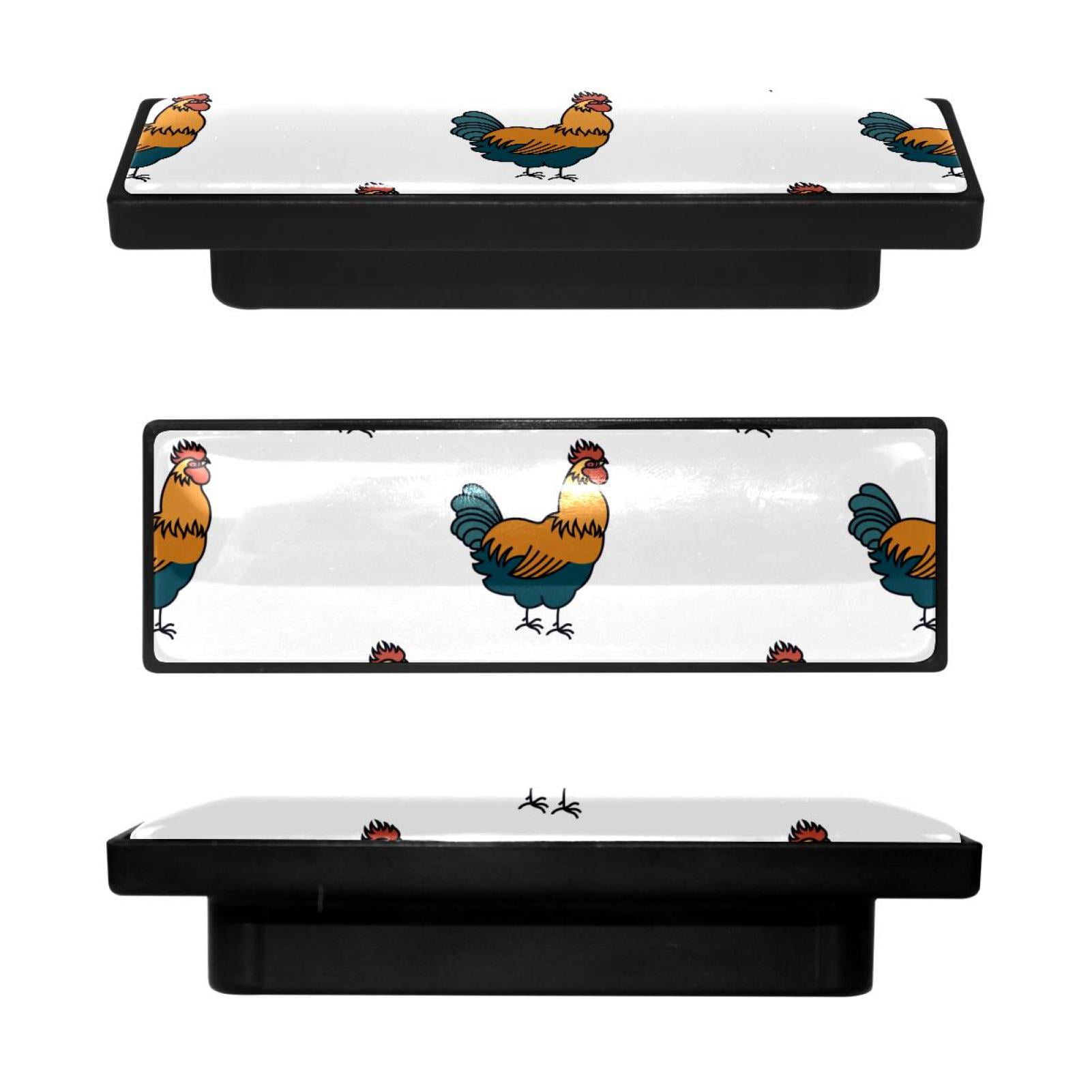 4 Pcs Rectangle Cabinet Handle Cupboard Knob Drawer Pulls Handle Rooster Drawer Knobs with ...