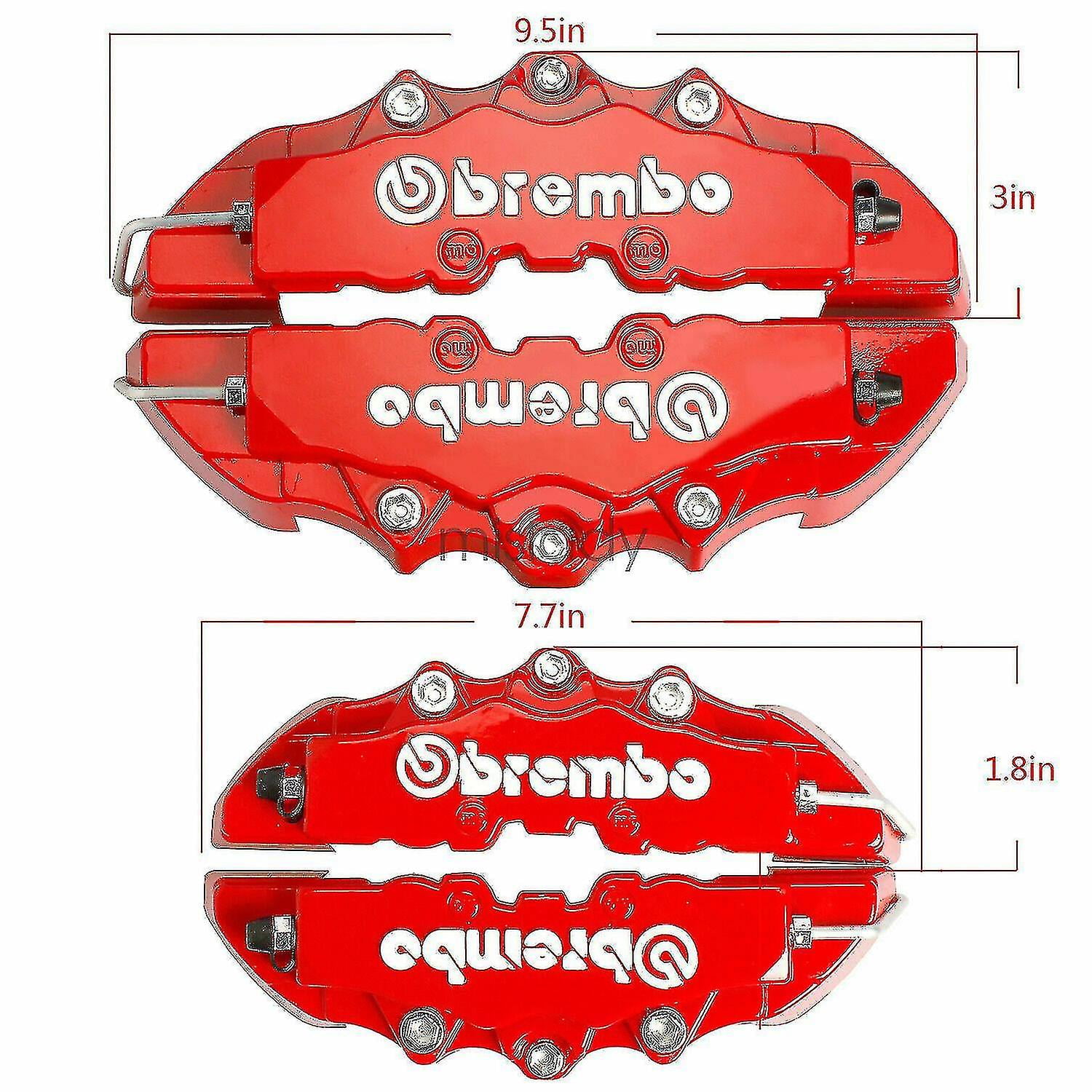 4 Pcs Red 3D Style Brake Caliper Covers Universal Car Disc Front & Rear ...