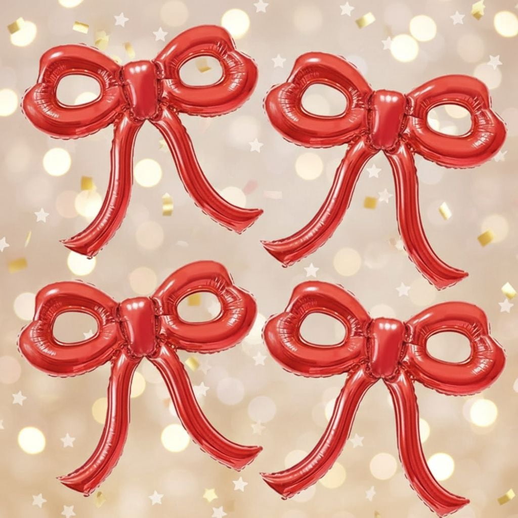4 Pcs Red Bow Balloons Valentines Day Decorations for Girl Women Red ...