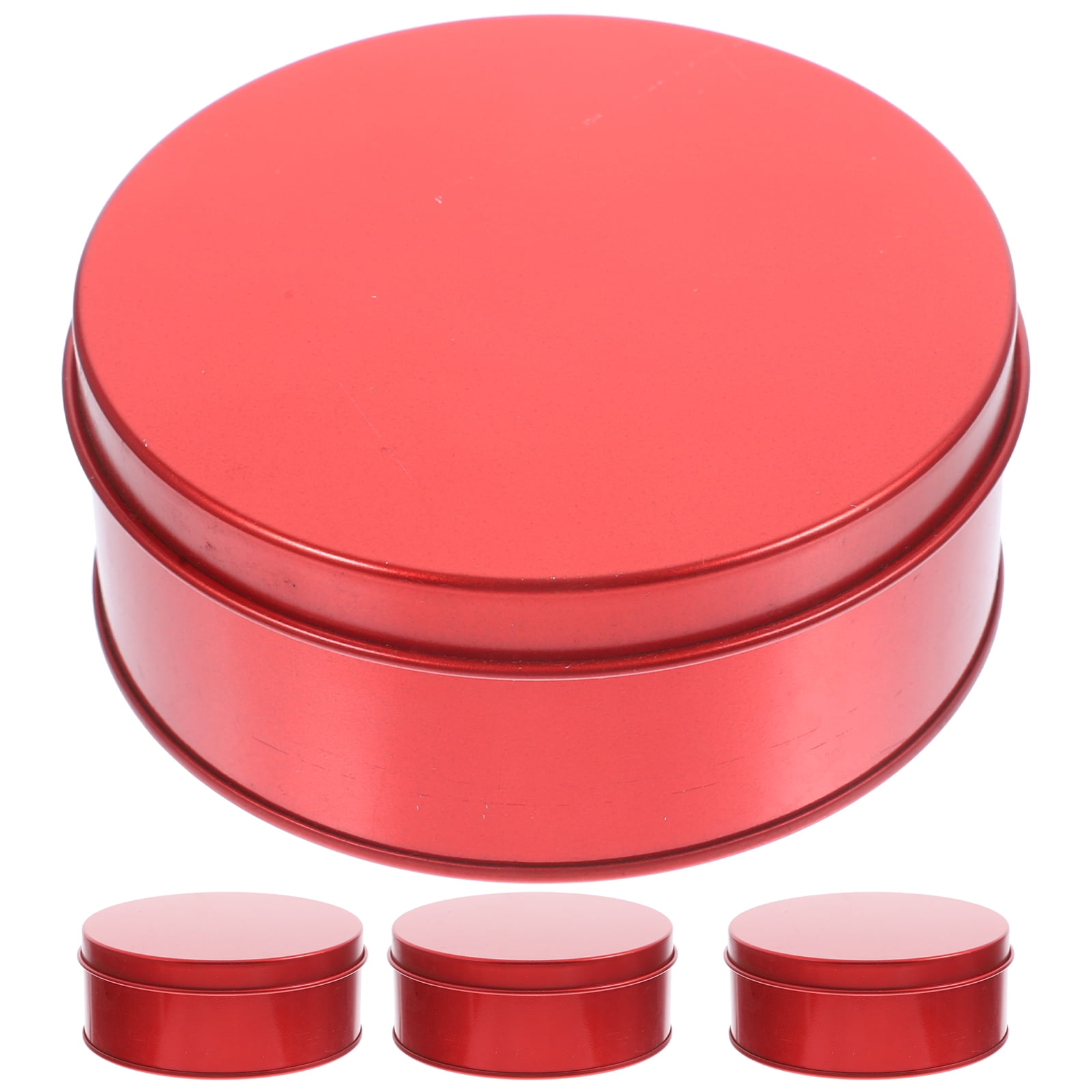 4 Pcs Red Large Cookie Tins with Lids Metal Storage Canister Biscuit Box Candy Tinplate ...