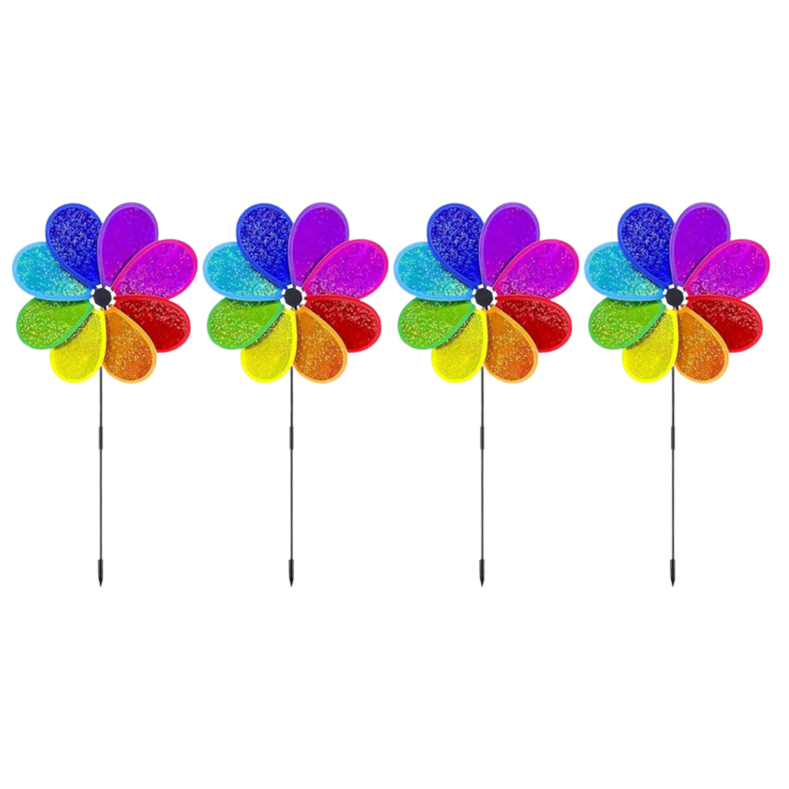 4 Pcs Reflective Sequin Pinwheels Sparkly Colorful Rainbow Garden ...