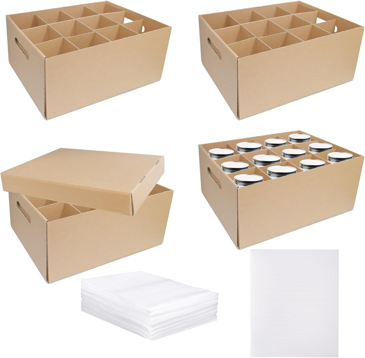 4 Pcs Regular or Wide Mouth Jar for 32 oz Storage Box with Handles Jar ...