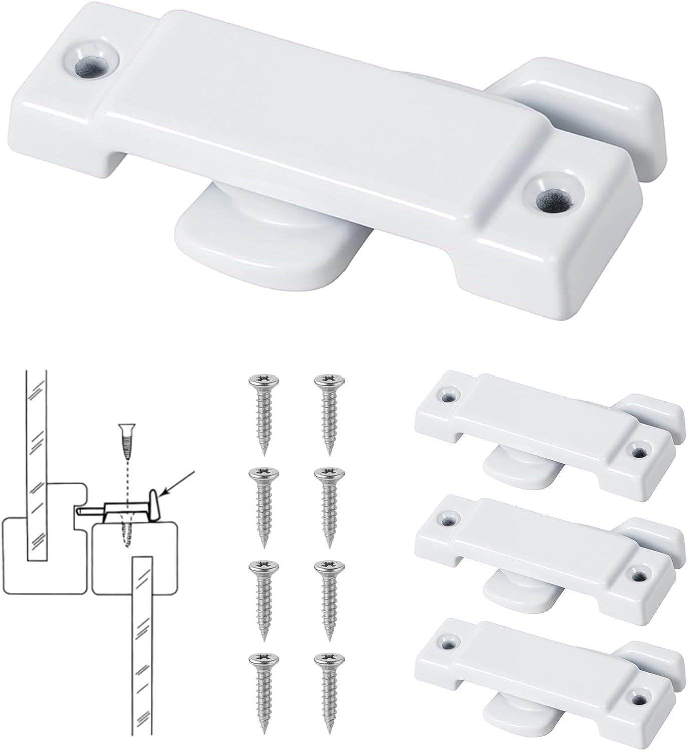 4 Pcs Replacement Sash Lock, Replace Broken Sash Locks for Additional ...