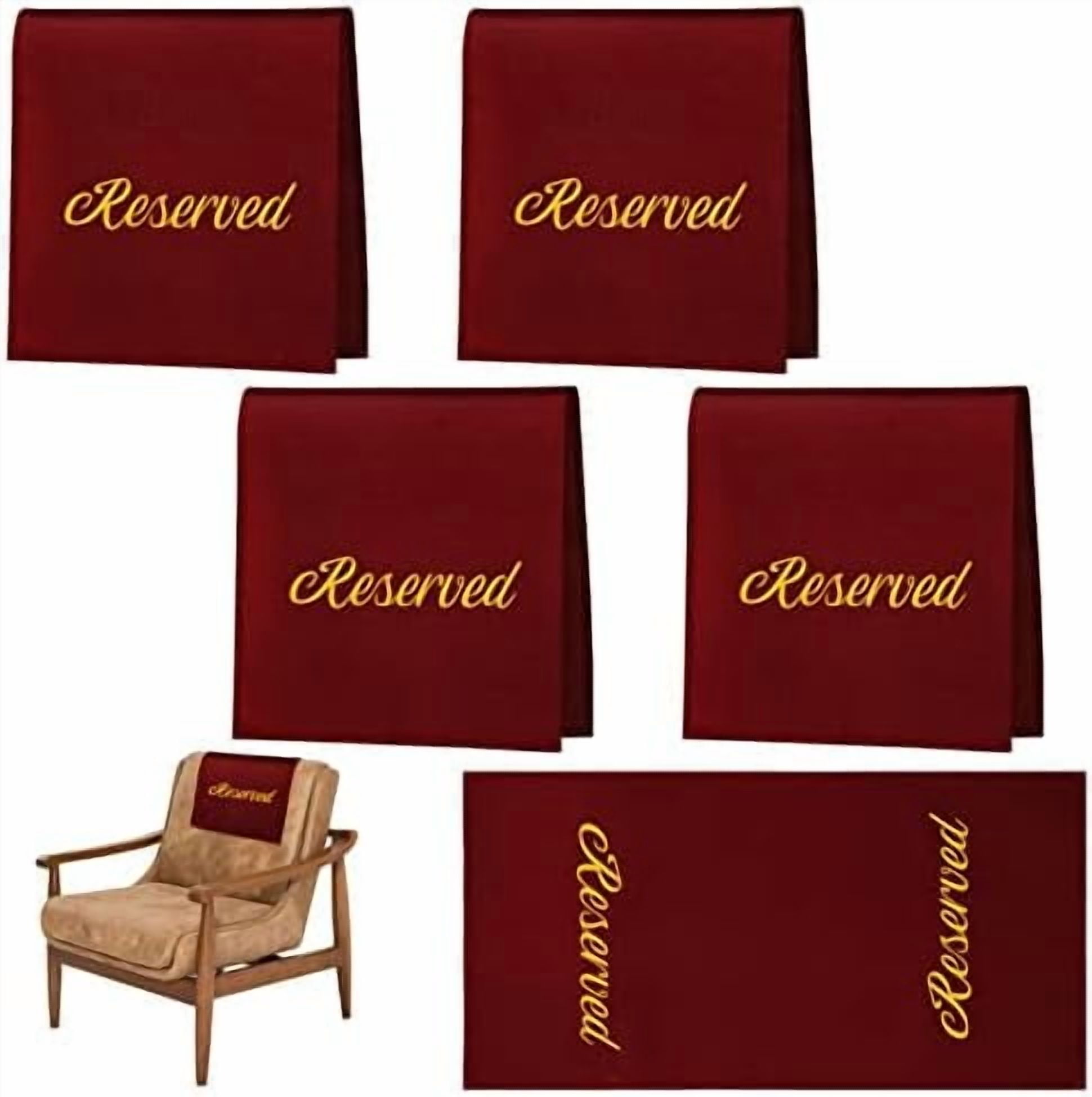 4 Pcs Reserved Signs for Pews Reserved Pew Cloths 22 Inch Burgundy Gold ...
