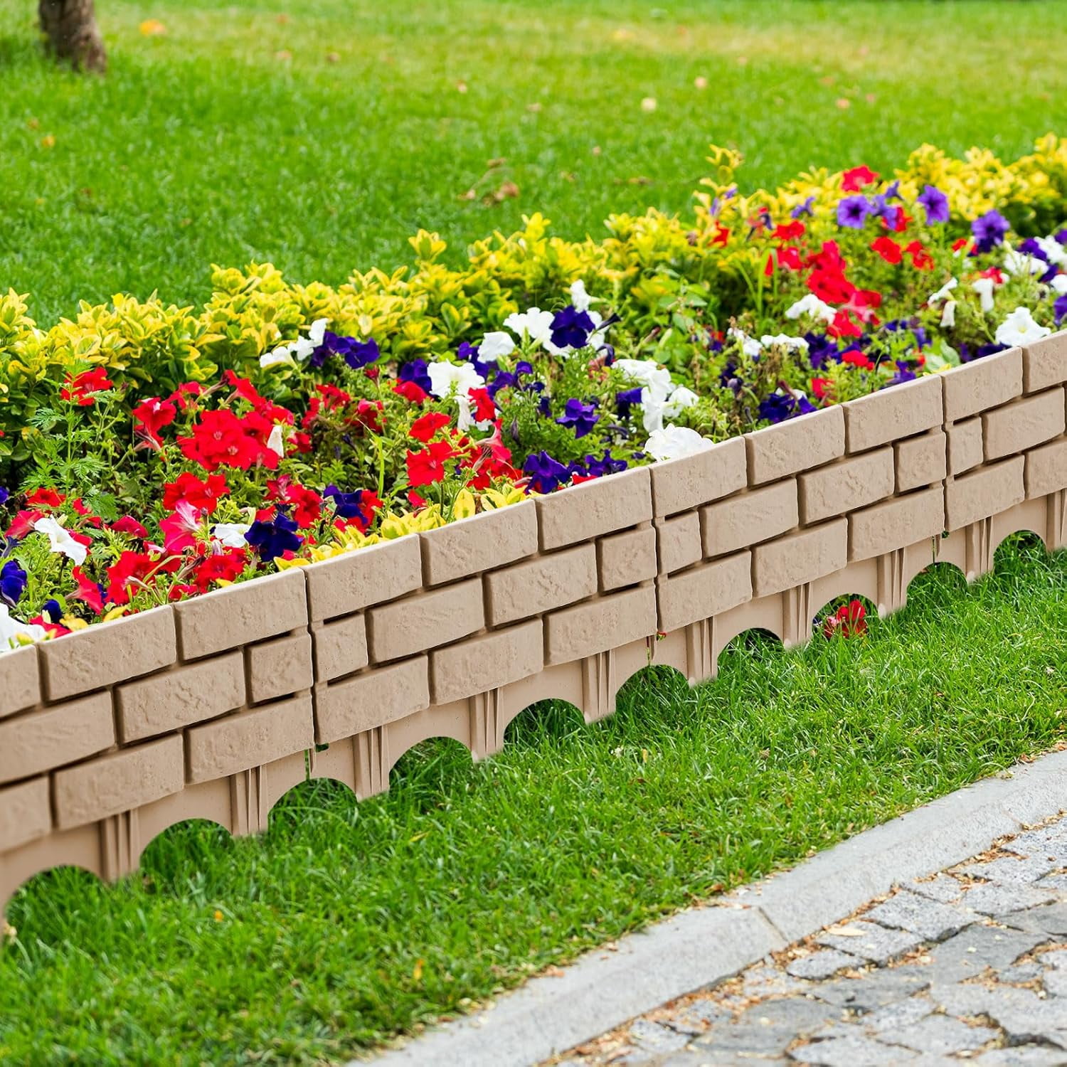 4 Pcs Retaining Wall Block Faux Stone Edging for Landscaping, 17 x 13 ...