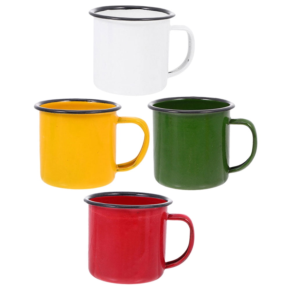 4 Pcs Retro Enamel Mug Water Cup Coffee Chinese Traditional The Office ...