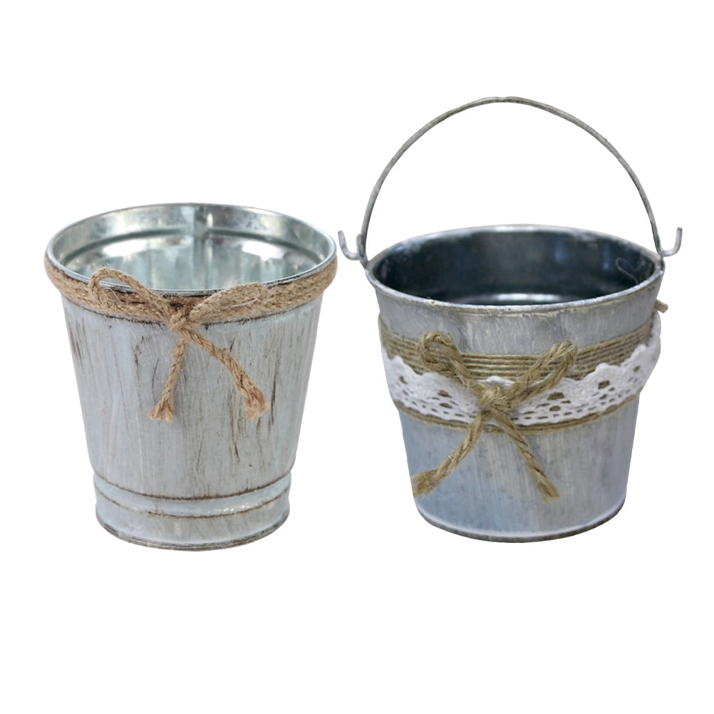 4 Pcs Retro Tin Flower Bucket Vase Flower Pot Garden Supplies Retro ...