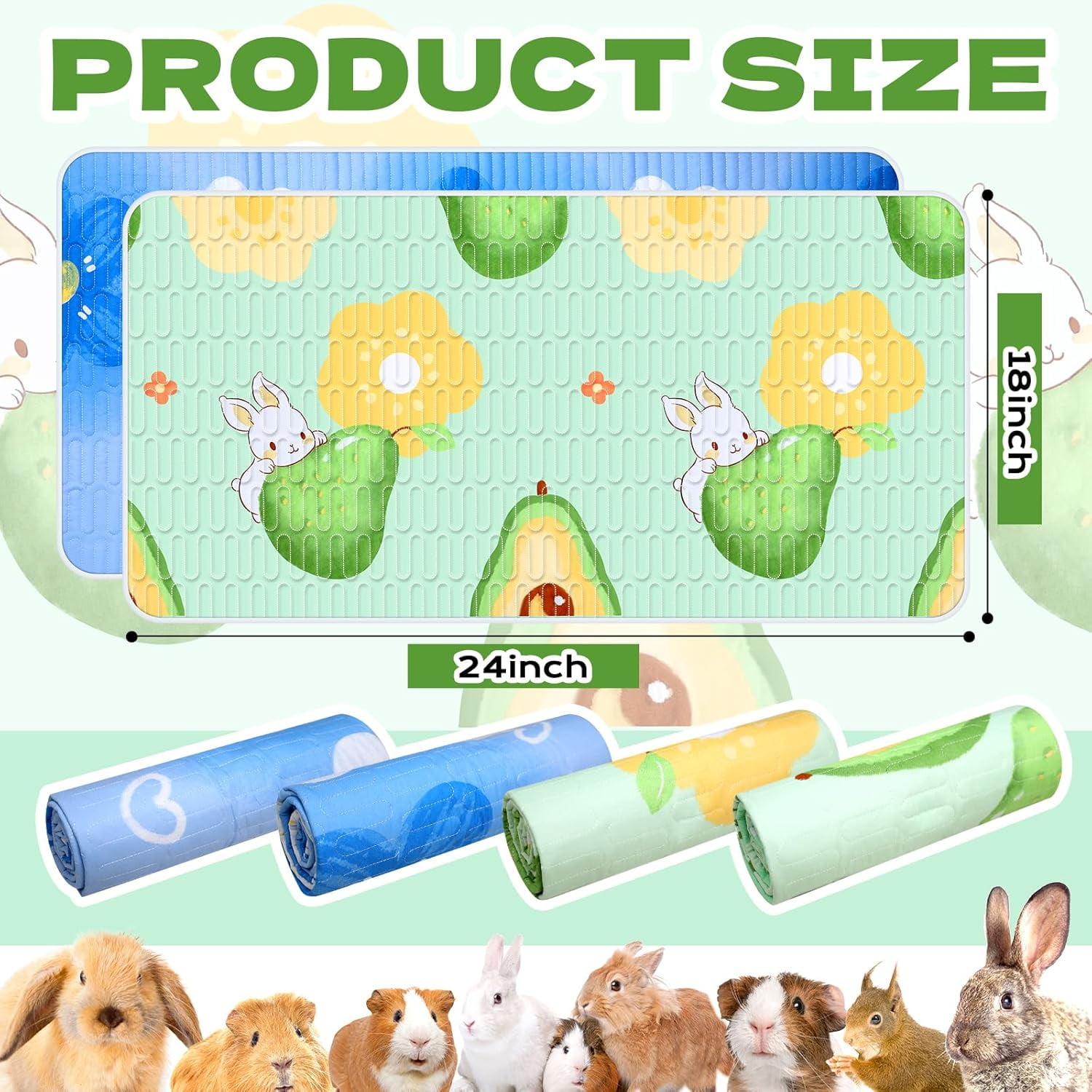 4 Pcs Reusable Washable Bedding for Small Pets - Waterproof Pee Pads ...