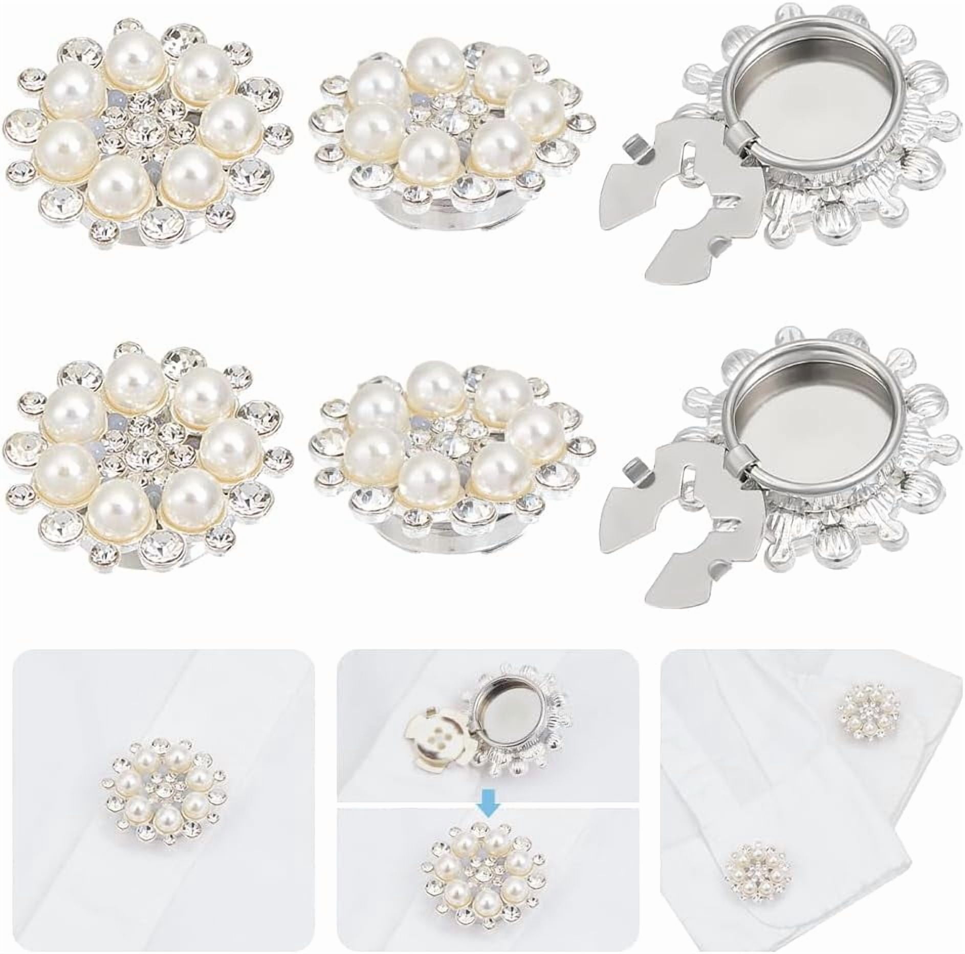 4 Pcs Rhinestone Button Covers Sleeve Buttons Cover Imitation Pearl ...