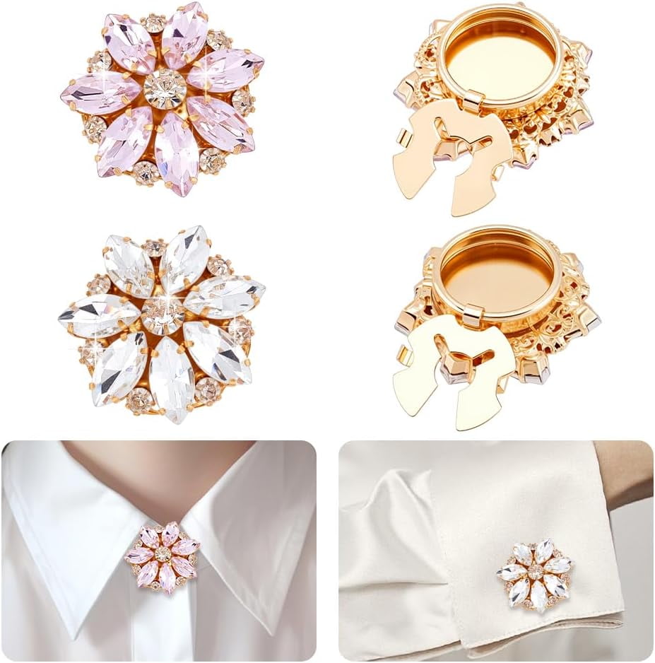 4 Pcs Rhinestone Buttons Cover 1.1inch Sleeve Flower Buttons Cover ...