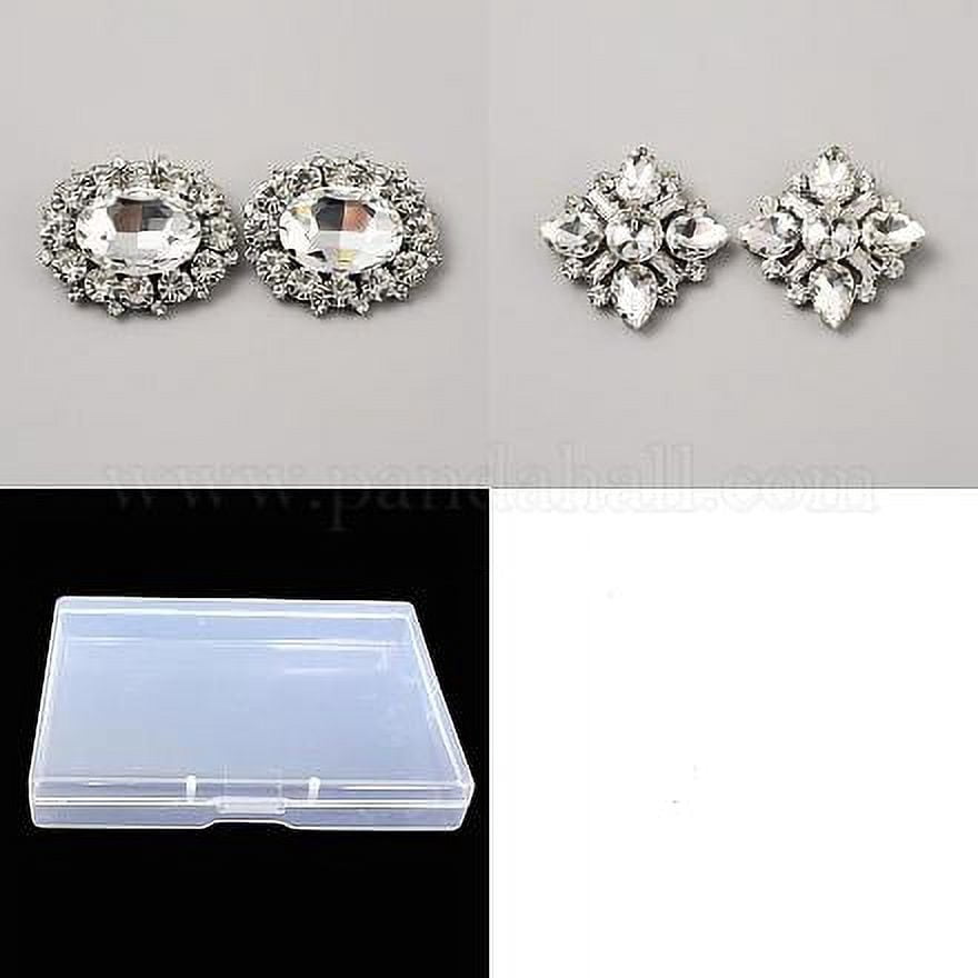 4 Pcs Rhinestone Shoe Clips 2 Styles White Elegant Rhombus Oval Crystal ...