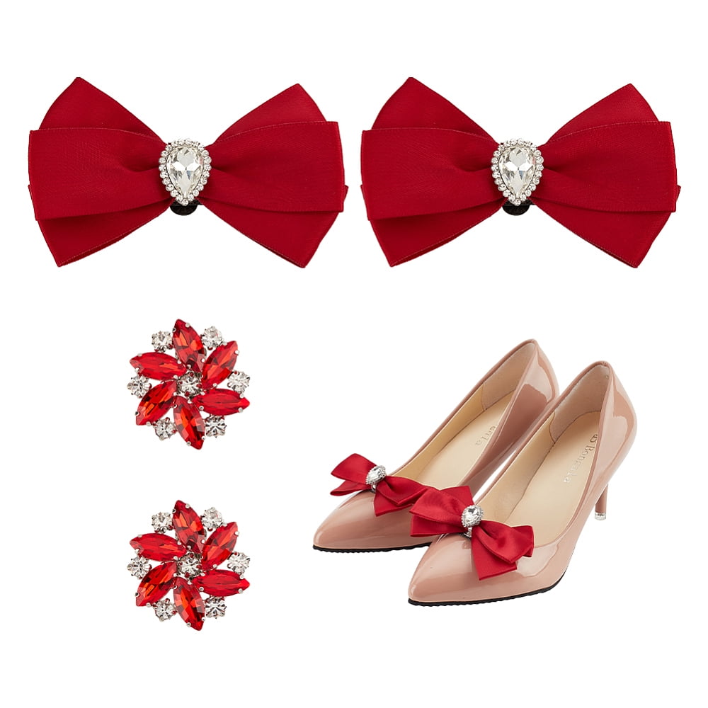 4 Pcs Rhinestone Shoe Clips Elegant Alloy Flower Shoe Buckle Clips for ...