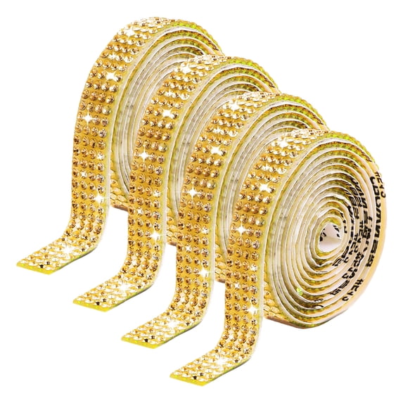 4 Pcs Rhinestones Ribbons Gold Rhinestones Tape Glittering Ribbon ...