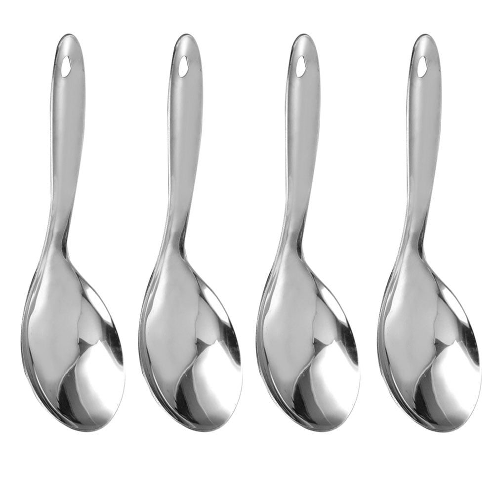 4 Pcs Rice Spoon Kitchen Stainless Steel Soup Spoons Large Buffet
