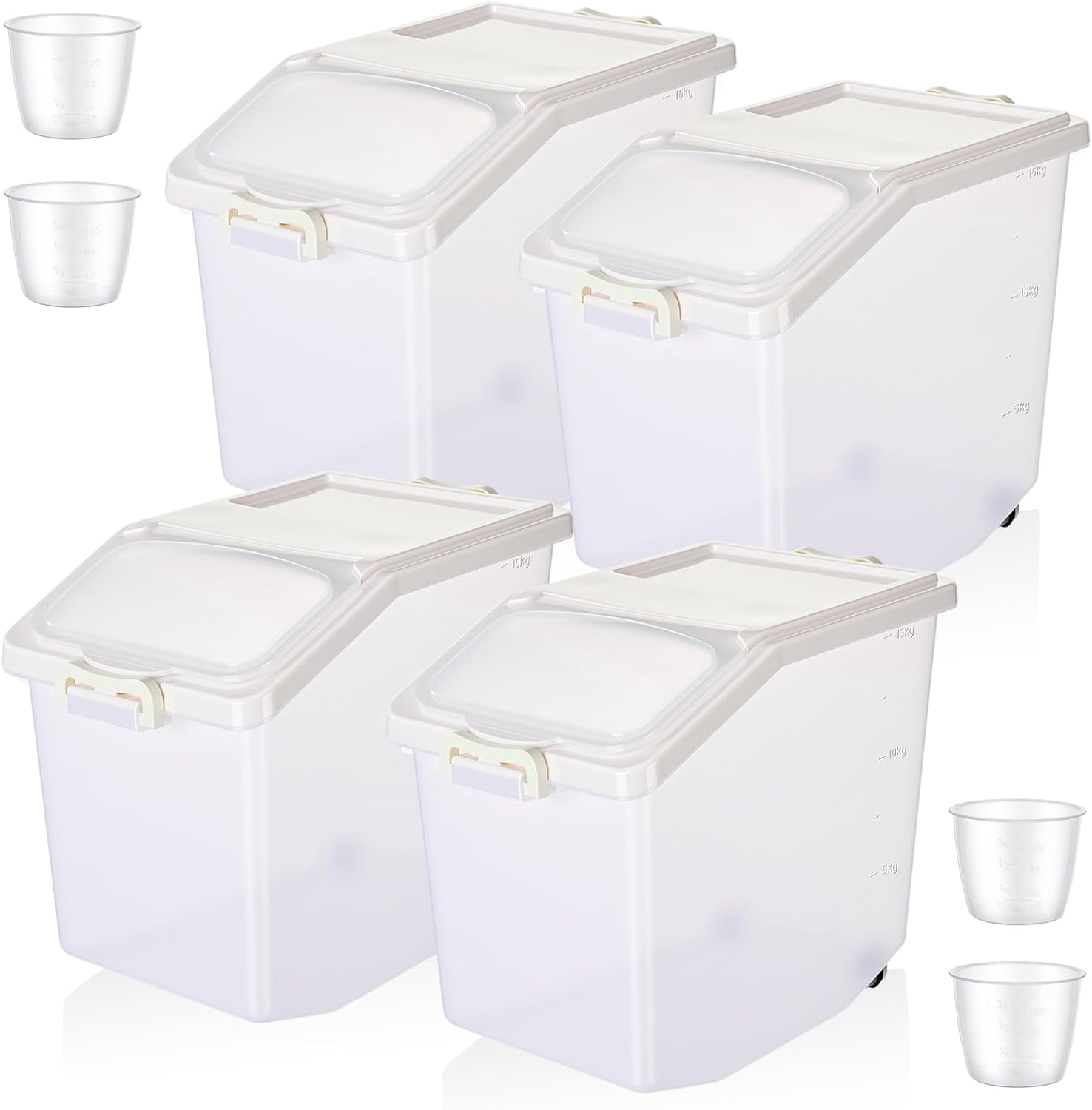 4 Pcs Rice Storage Container 33.1 lb Airtight Flour Container with ...