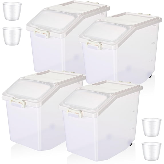 4 Pcs Rice Storage Container 33.1 lb Airtight Flour Container with ...