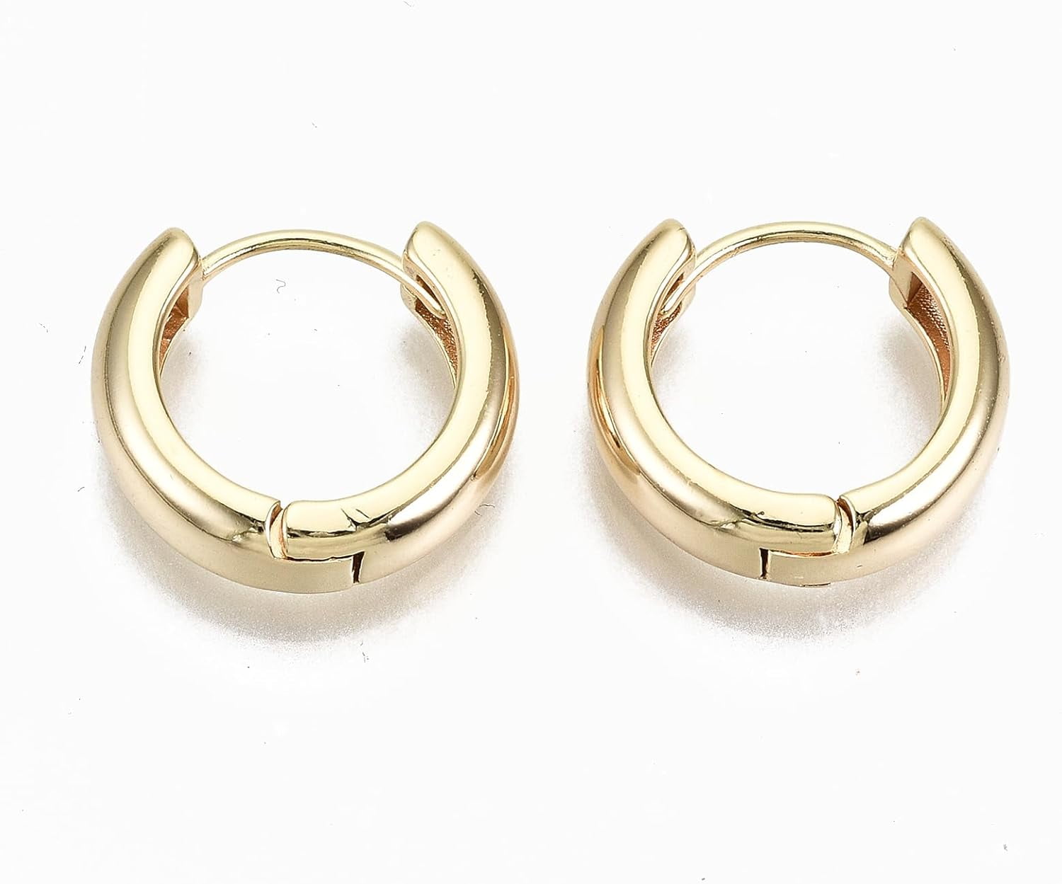 4 Pcs Ring Earrings Brass Hoop Earrings Ring Real 18K Gold Plated Ears ...