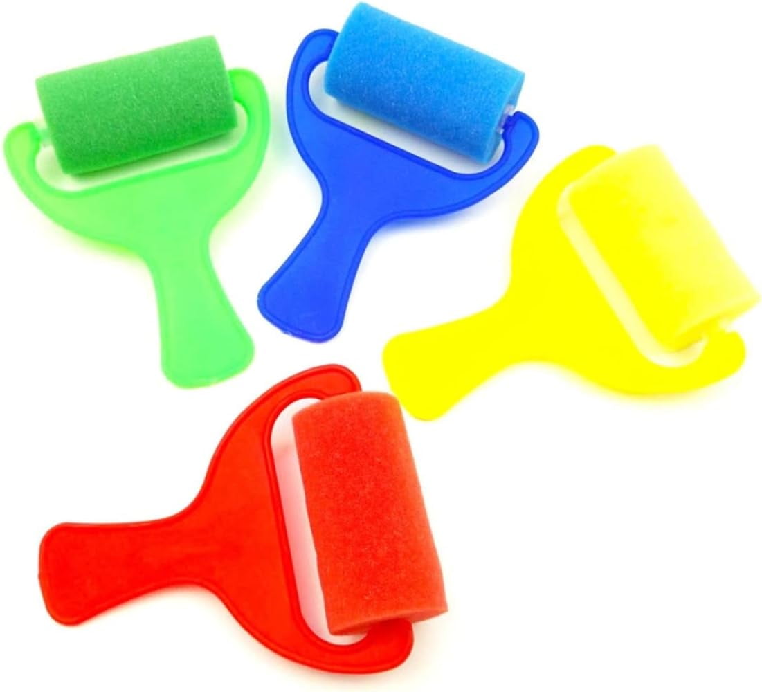 4 Pcs Rollers Kid Paint Brushes Paint Kit Foam Paint Brushes Toddler Painting Set Sponge Brushes ...