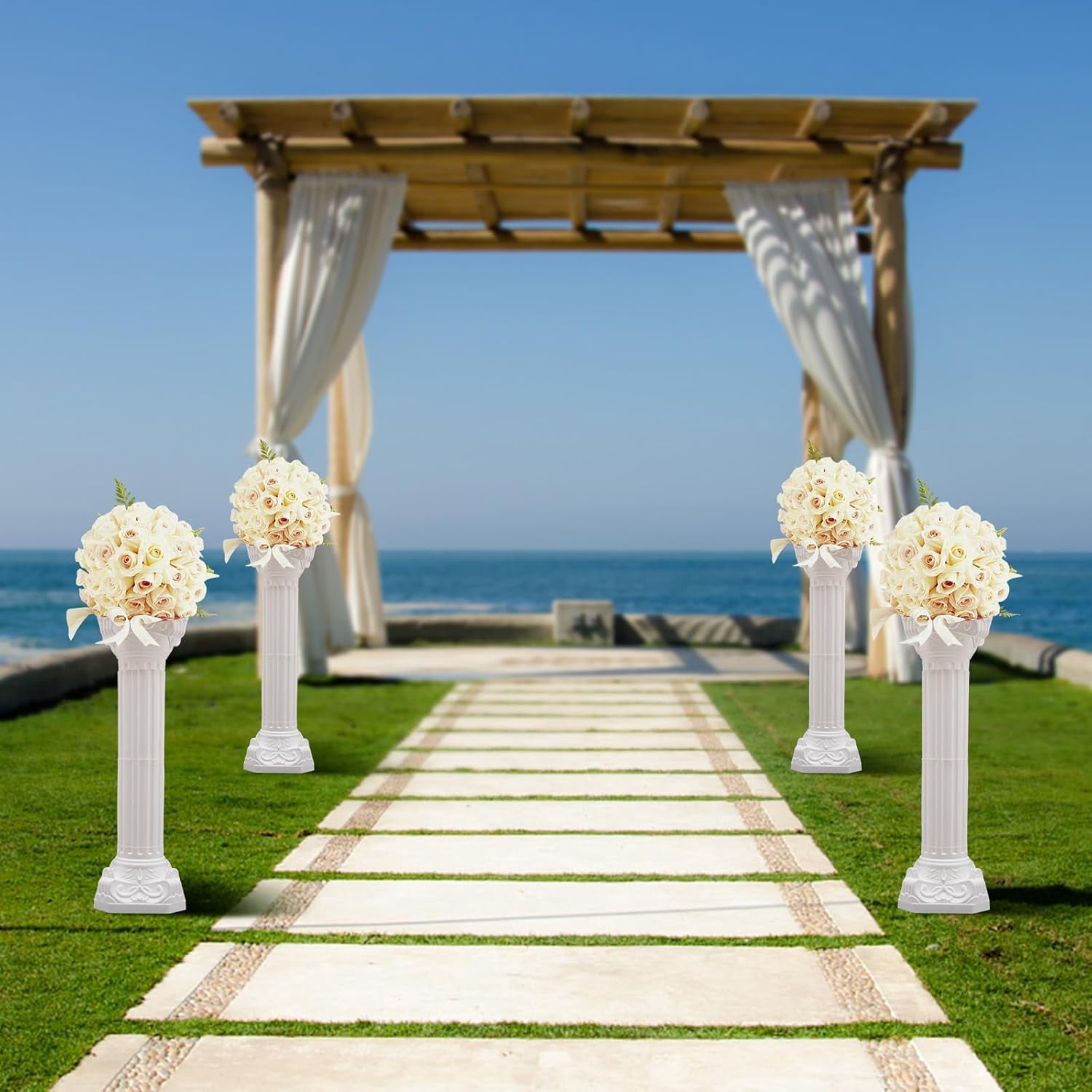 4 Pcs Roman Column Wedding Decorative Stands, Plastic Pedestal Stands ...