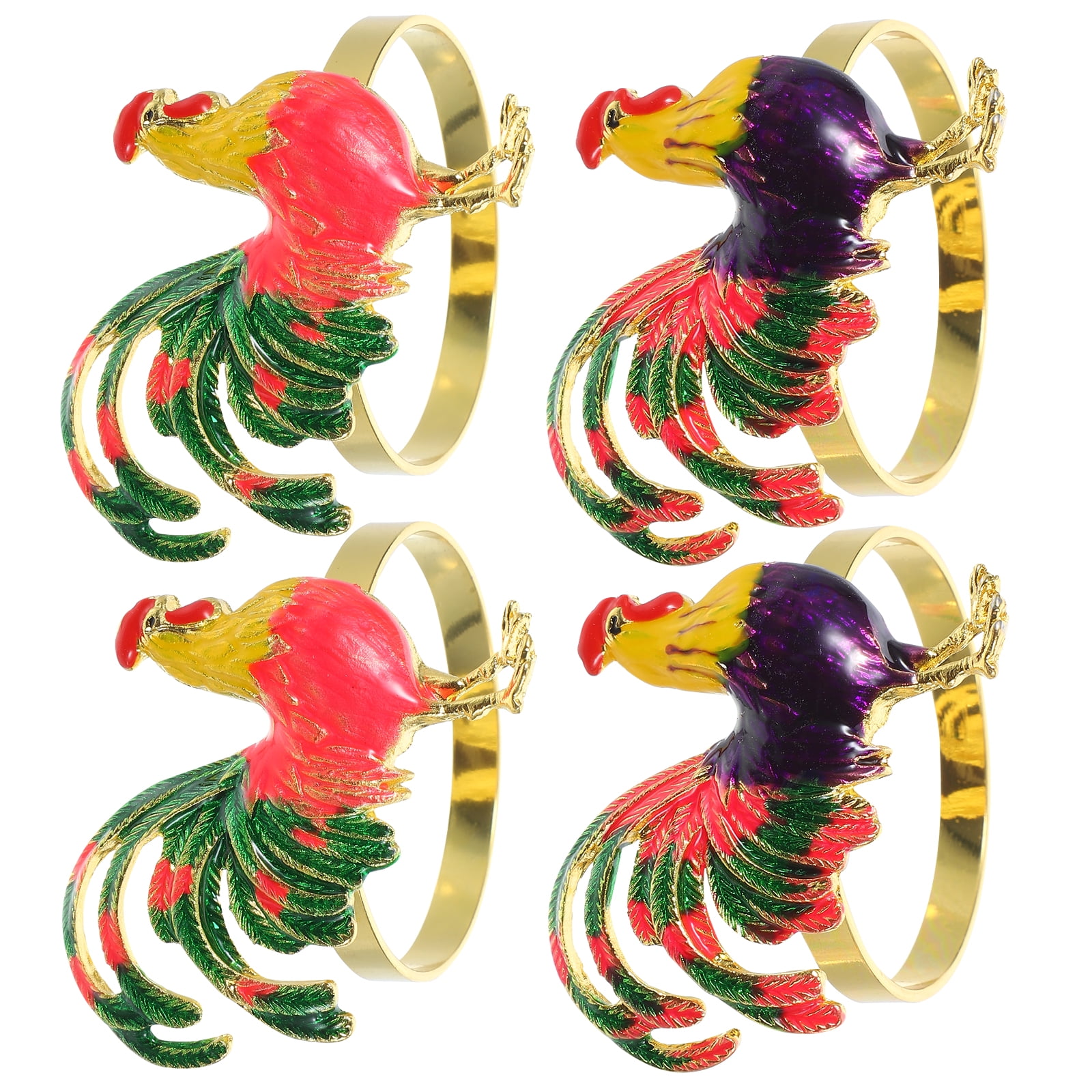 4 Pcs Rooster Napkin Button Neck Band Napkins Ring Rings Banquet ...