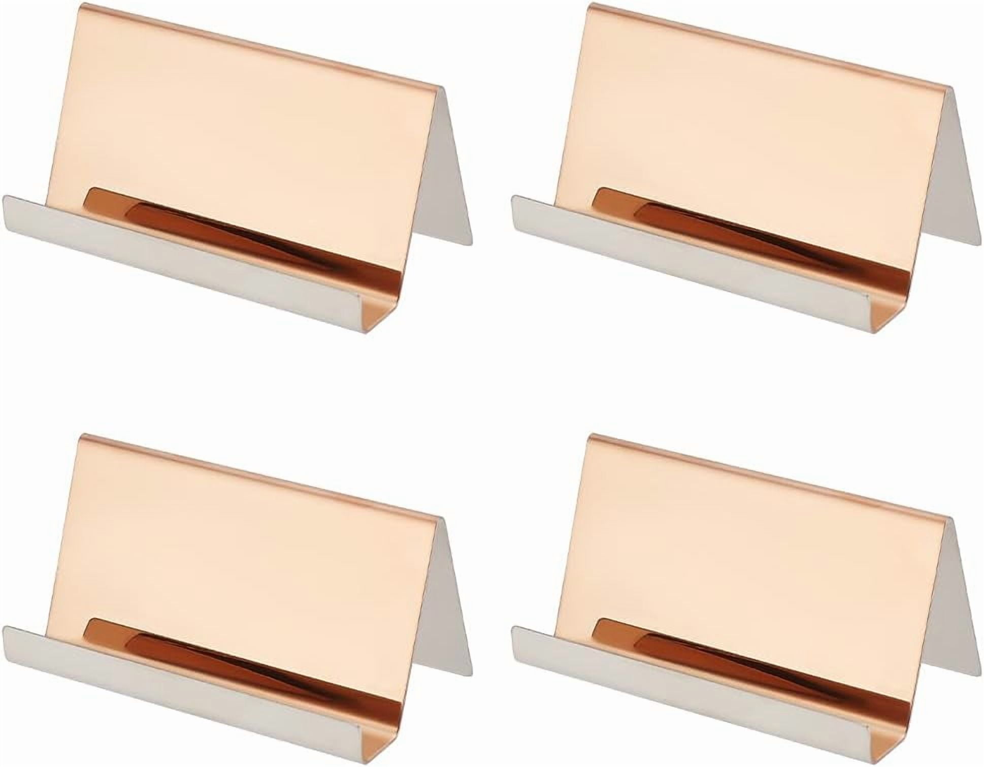 4 Pcs Rose Gold Modern Desktop Business Card Holder Stainless Steel ...