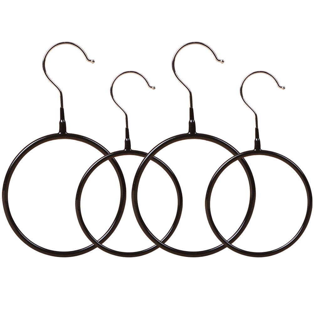 4 Pcs Round Hanger Clothe Belt Single Scarf Rack White Hangers Black ...