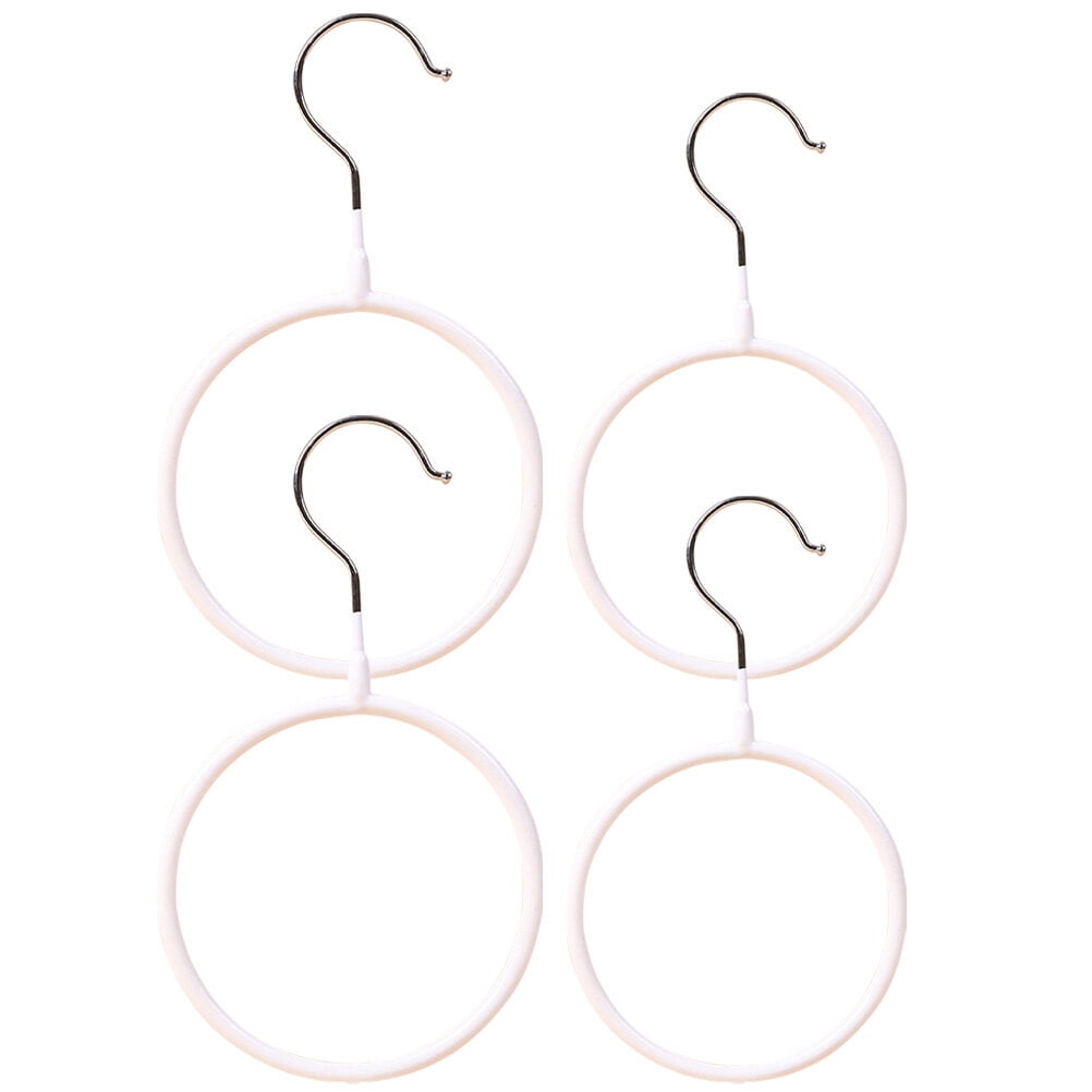 4 Pcs Round Hanger Rack Scarf Button Clothes Hanging White Hangers ...
