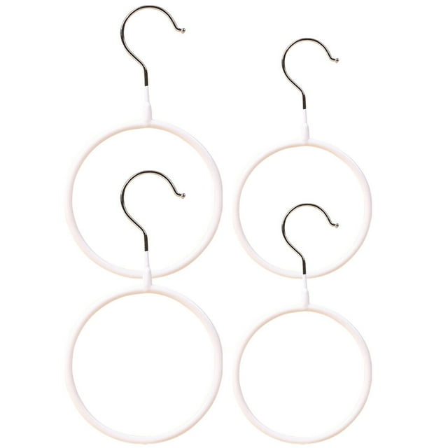 4 Pcs Round Hanger Rack Scarf Button Clothes Hanging White Hangers ...