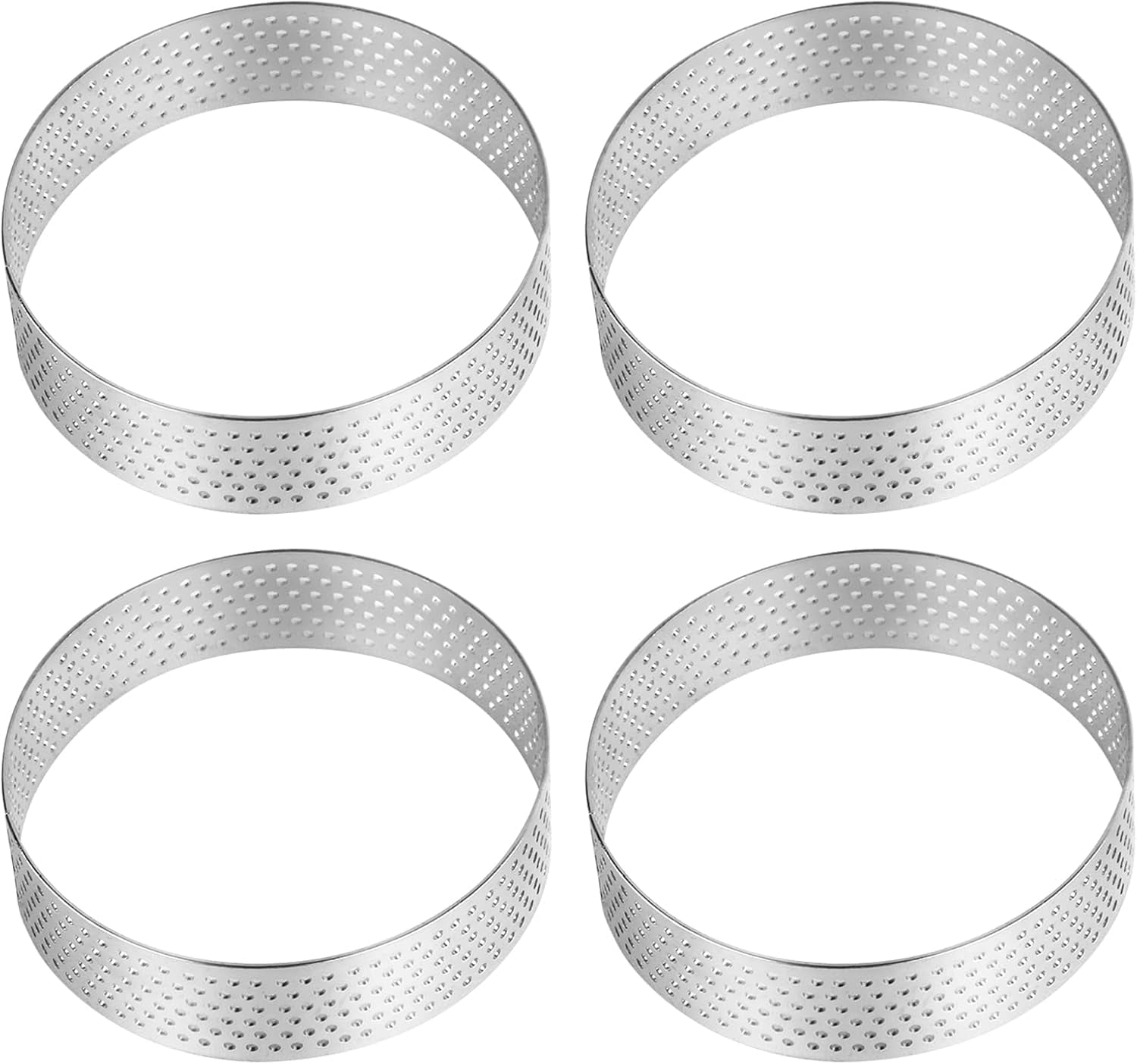 4 Pcs Round Stainless Steel Porous Tart Ring, Circular Tart Rings with ...