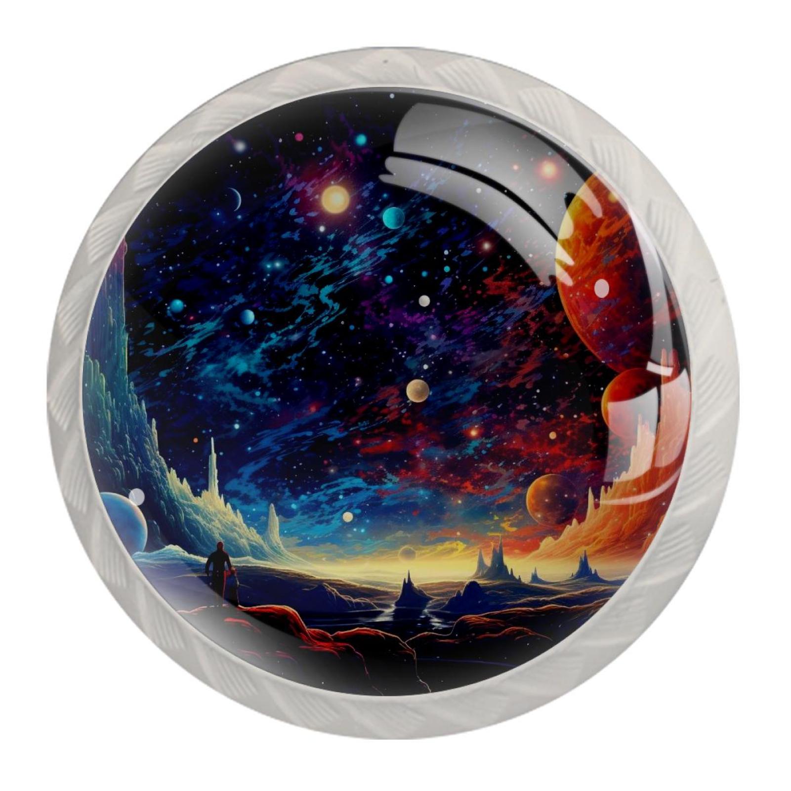 4 Pcs Round White Knobs for Kitchen Cabinet Cupboard Dresser Bookcase Galaxy Drawer Pulls ...