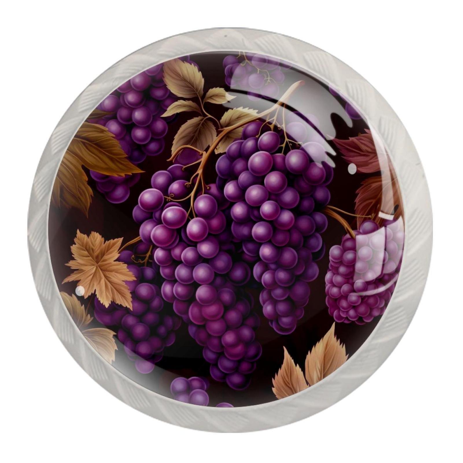 4 Pcs Round White Knobs for Kitchen Cabinet Cupboard Dresser Bookcase Grape Drawer Pulls Handles ...