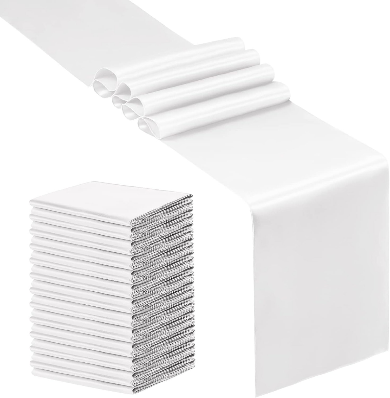 4 Pcs Royal Blue Satin Table Runner 12 x 108 inches Long, Bright Smooth ...