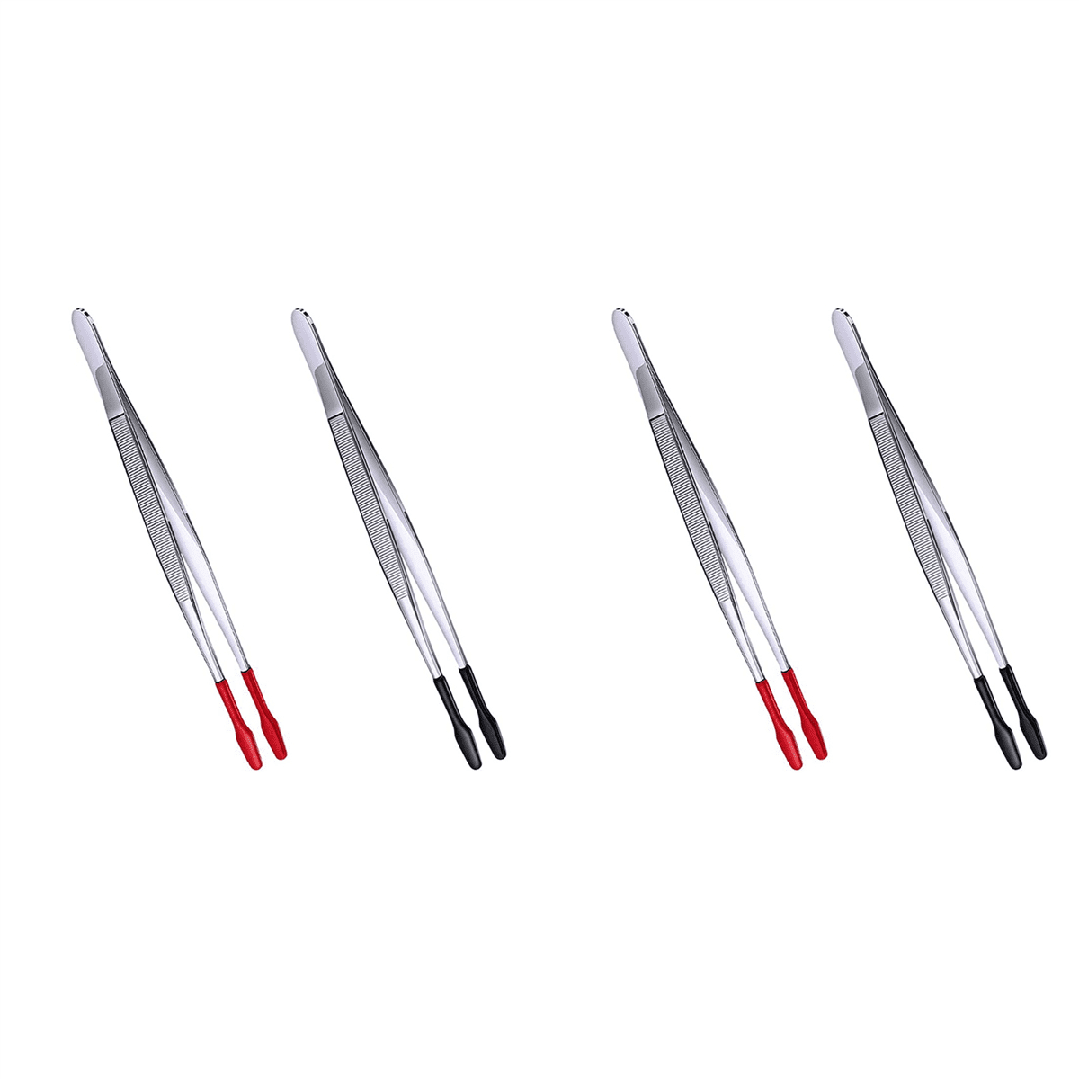 4 Pcs Rubber Tipped Tweezers Soft Tipped Tweezers PVC Coated Soft Flat ...